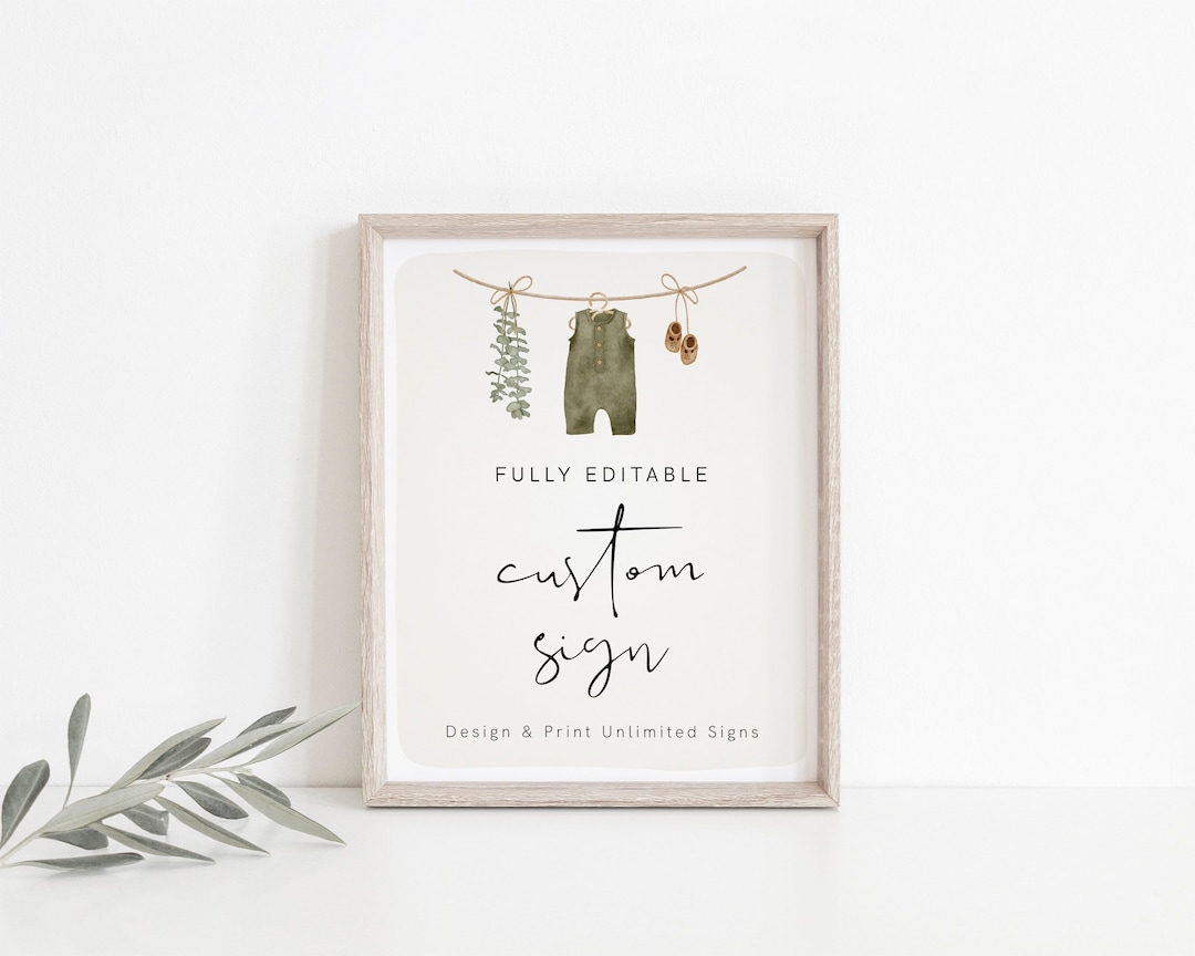 Boy Baby Shower Custom Sign Template, Clothes Baby Shower Sign, Table ...