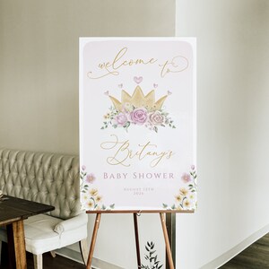 Princess Baby Shower Welcome Sign Template, Royal Girl Baby Shower ...