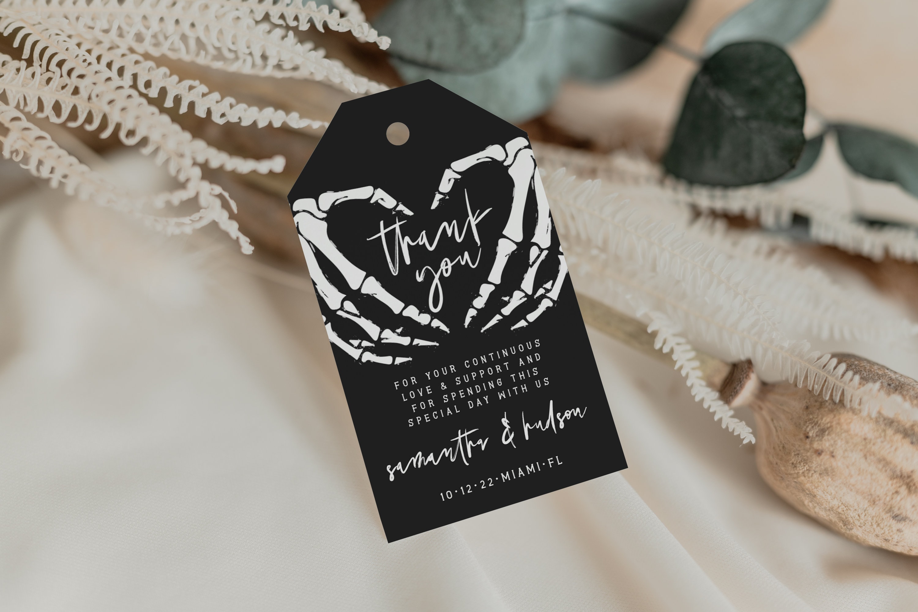 Wedding Favor Tag Printable, Skeleton Heart Hands Favor Tag, Til Death ...