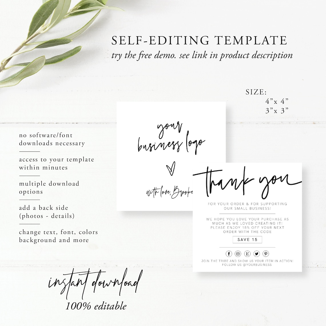 Small Business Thank You Card Template Printable Thank You - Etsy