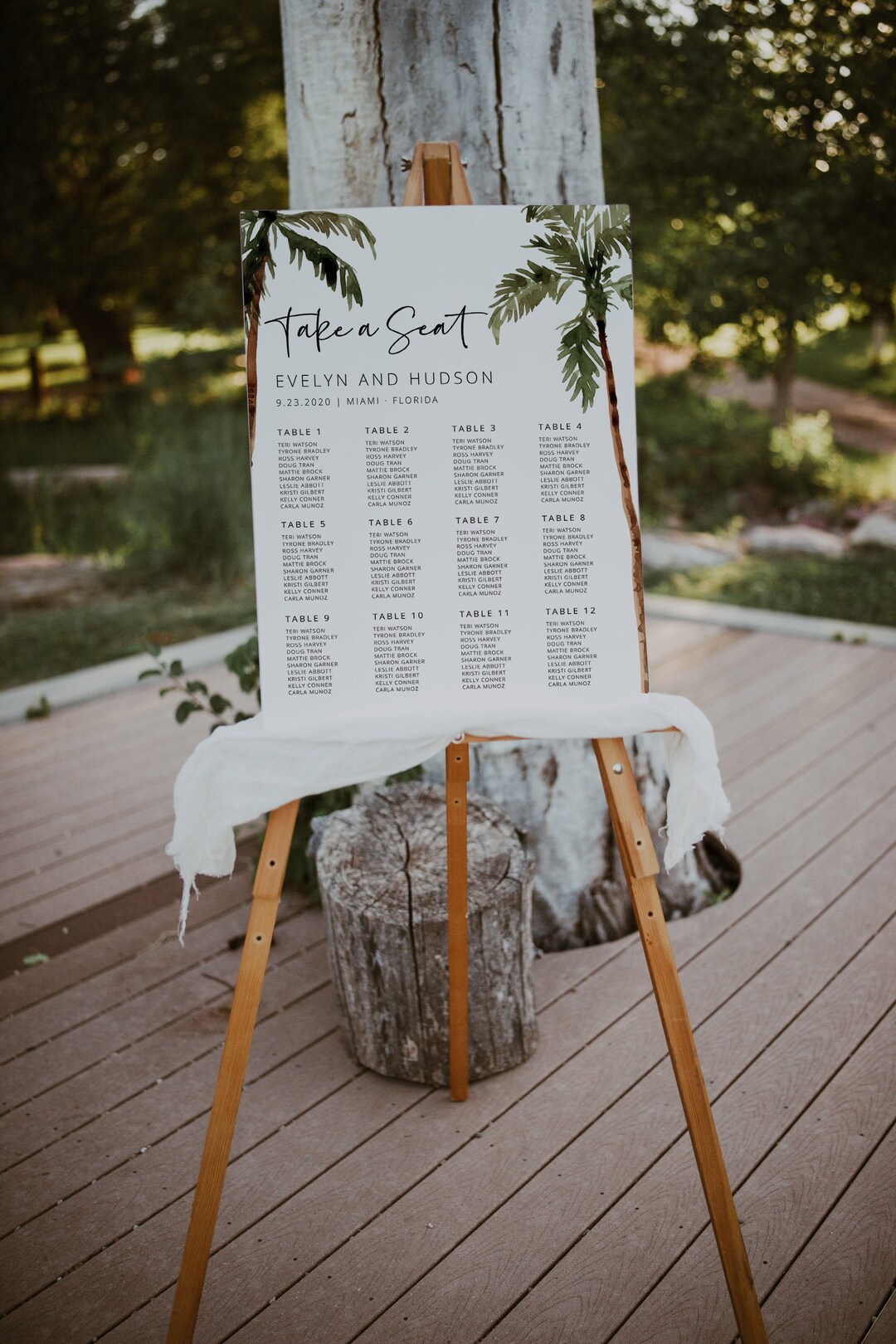 Palm Tree Seating Chart Poster, Minimal, Printable Wedding Seating Sign ...
