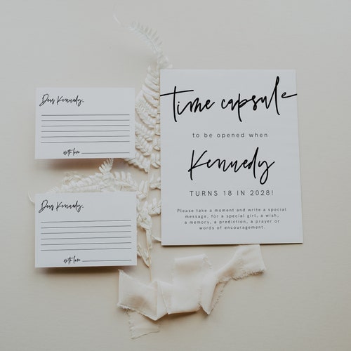 EDITABLE Time Capsule Sign and With Matching Printable Message | Etsy