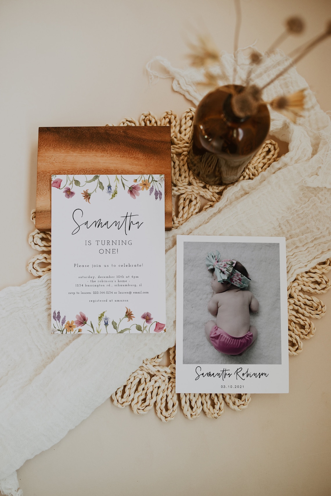 Wild Flowers Birthday Invitation, Wildflowers, Girl First Birthday ...