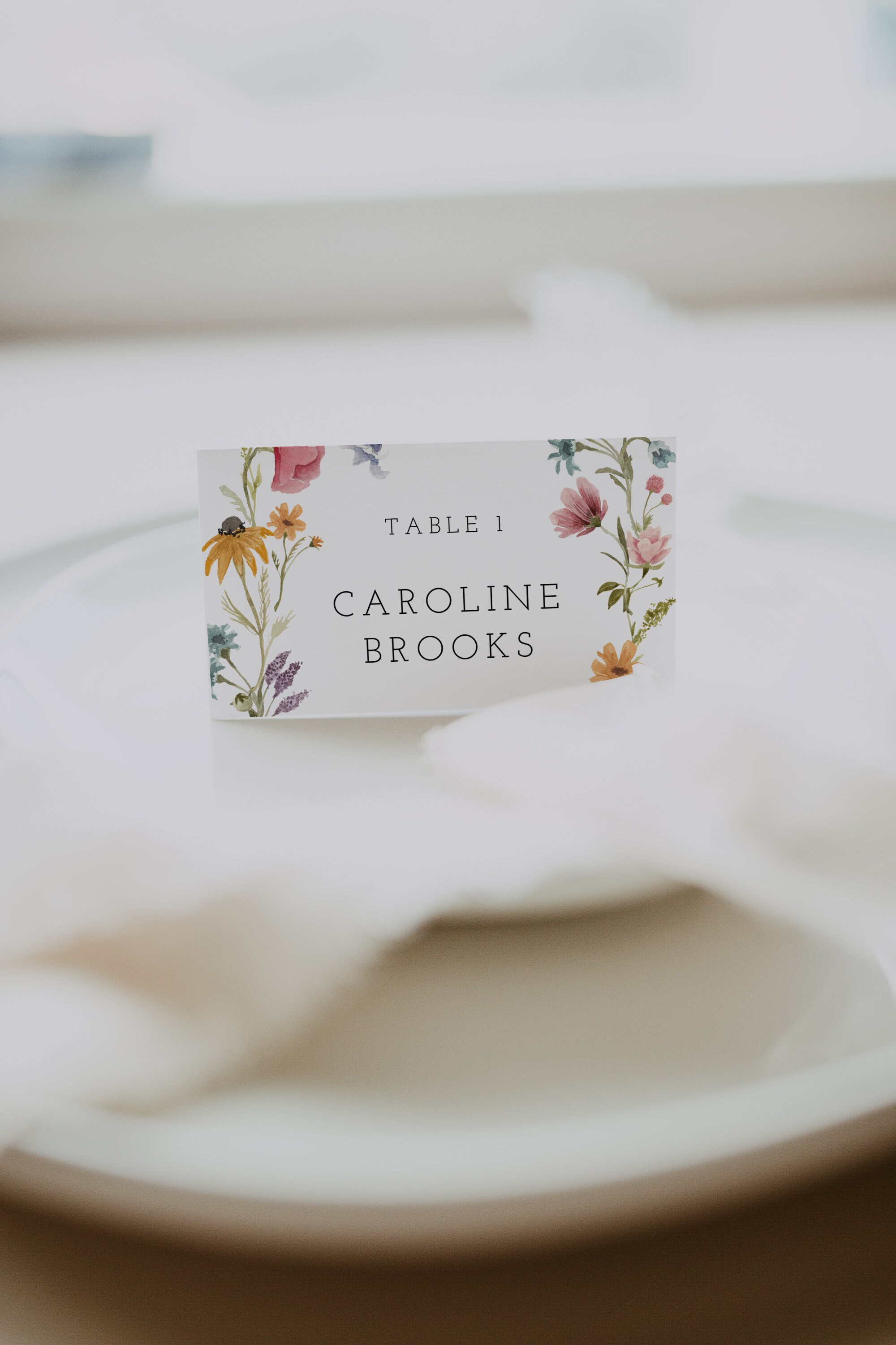 Wildflower Place Card Template, Printable Place Cards, Wildflower ...