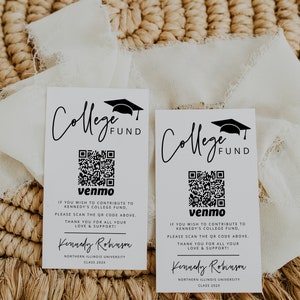 College Fund QR Card, Graduation QR Code Card Printable, Graduation ...