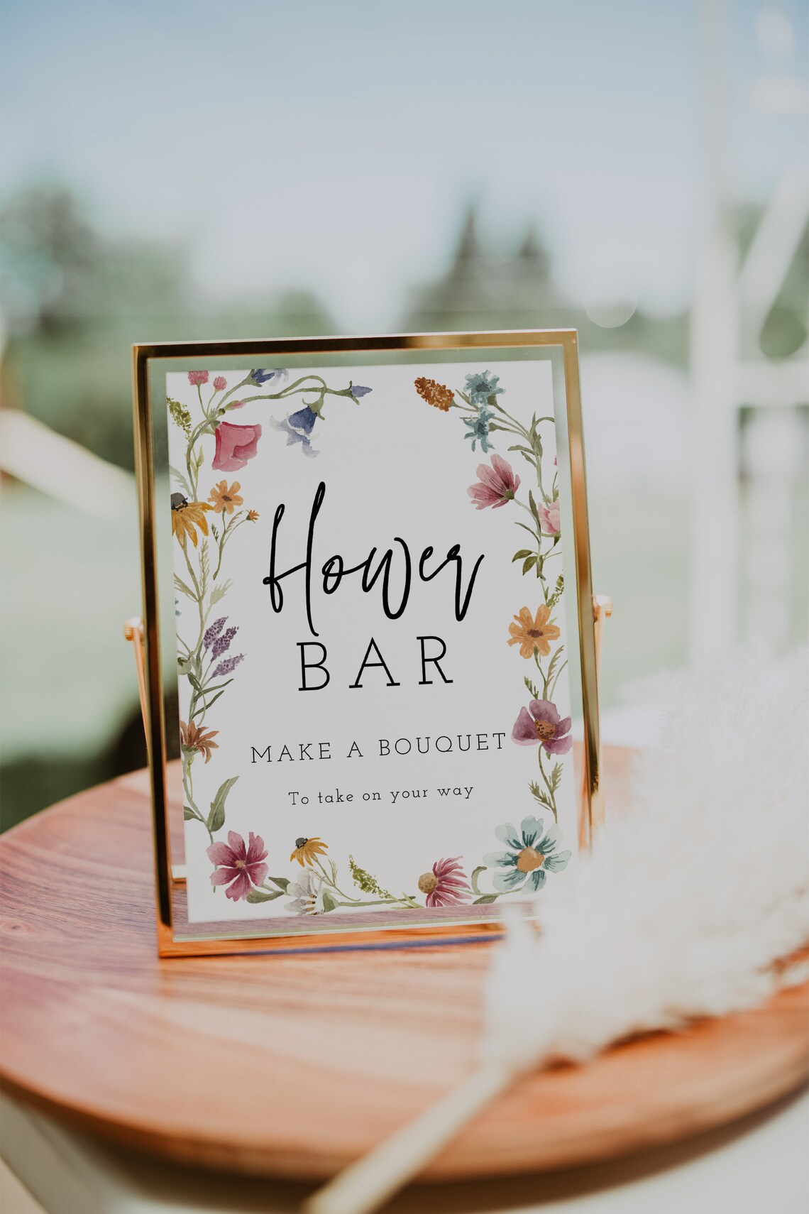 Wildflower Flower Bar Sign Template Bright Floral Wedding - Etsy