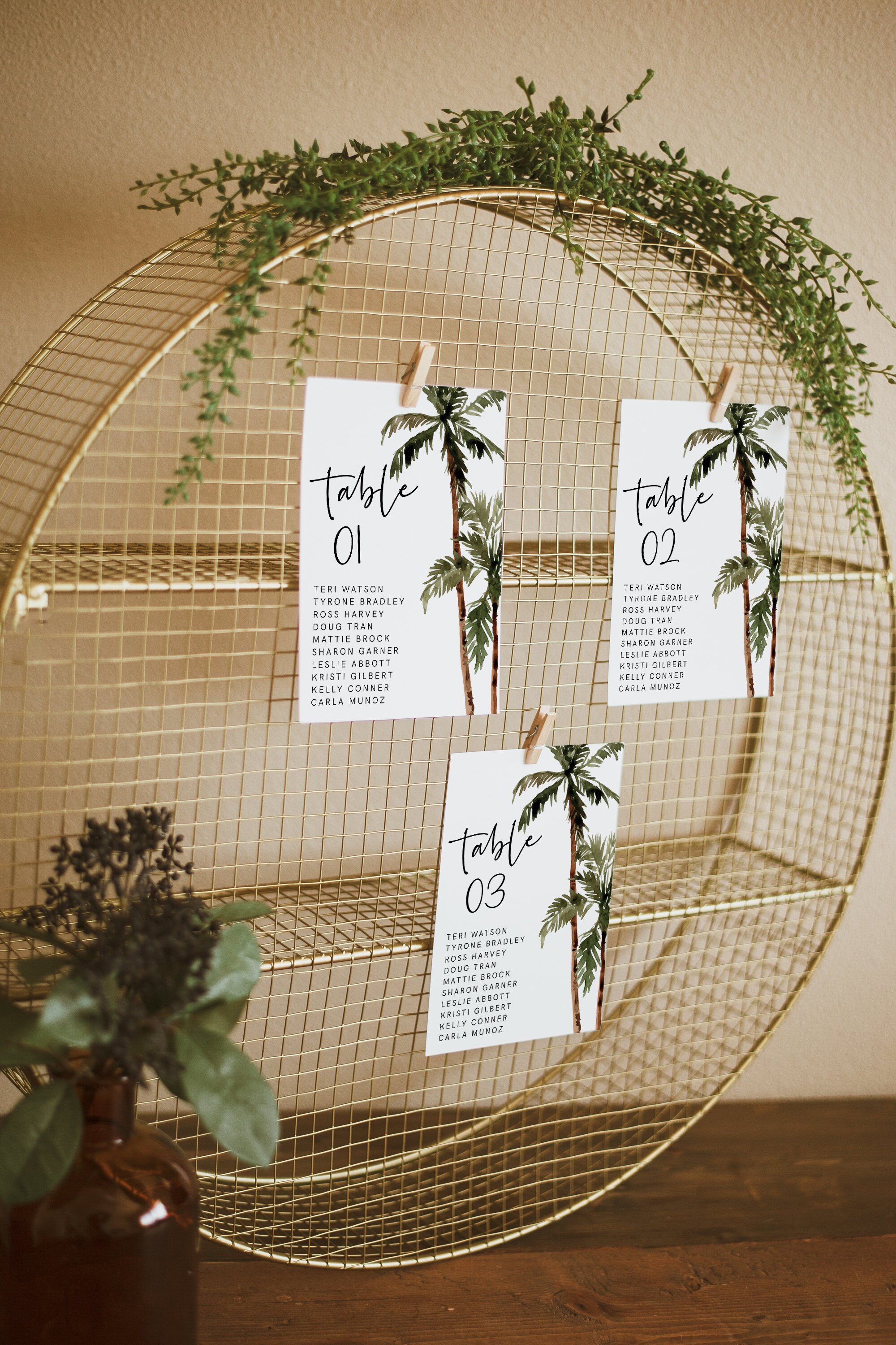 Palm Wedding Seating Chart Card Palm Wedding Seating Chart - Etsy