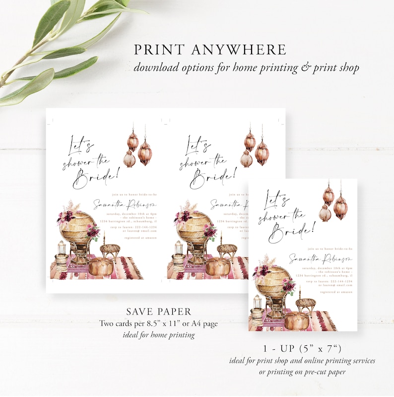 Boho Bridal Shower Invitation Bohemian Boho Invites - Etsy