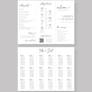 Trifold Wedding Program Template With Wedding Seating Chart, Wedding ...