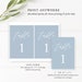 Dusty Blue Table Number Card Template, Dusty Blue Wedding Table Number ...