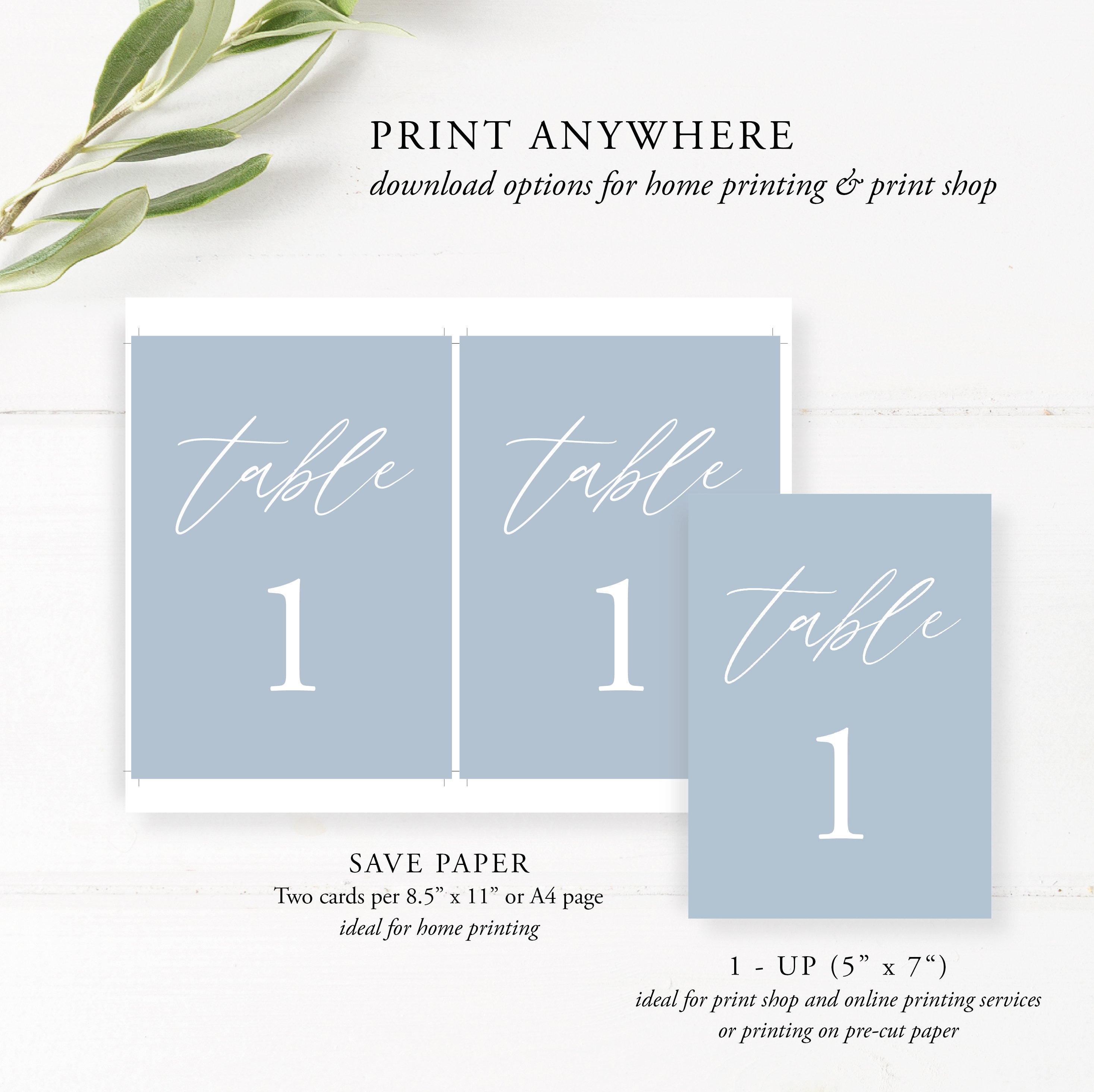 Dusty Blue Table Number Card Template Dusty Blue Wedding - Etsy UK