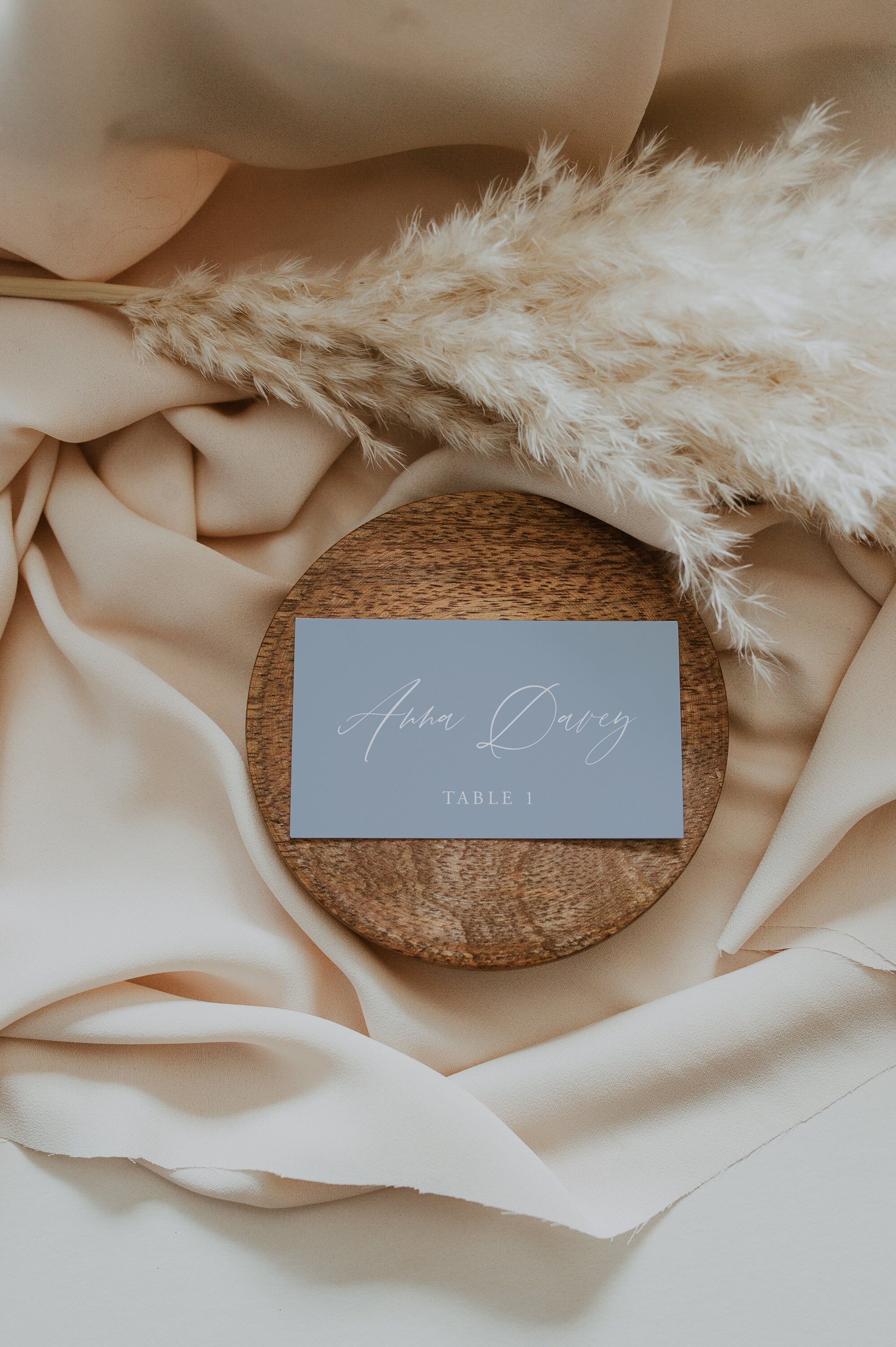 Dusty Blue Place Card Template With Meal Option Printable - Etsy