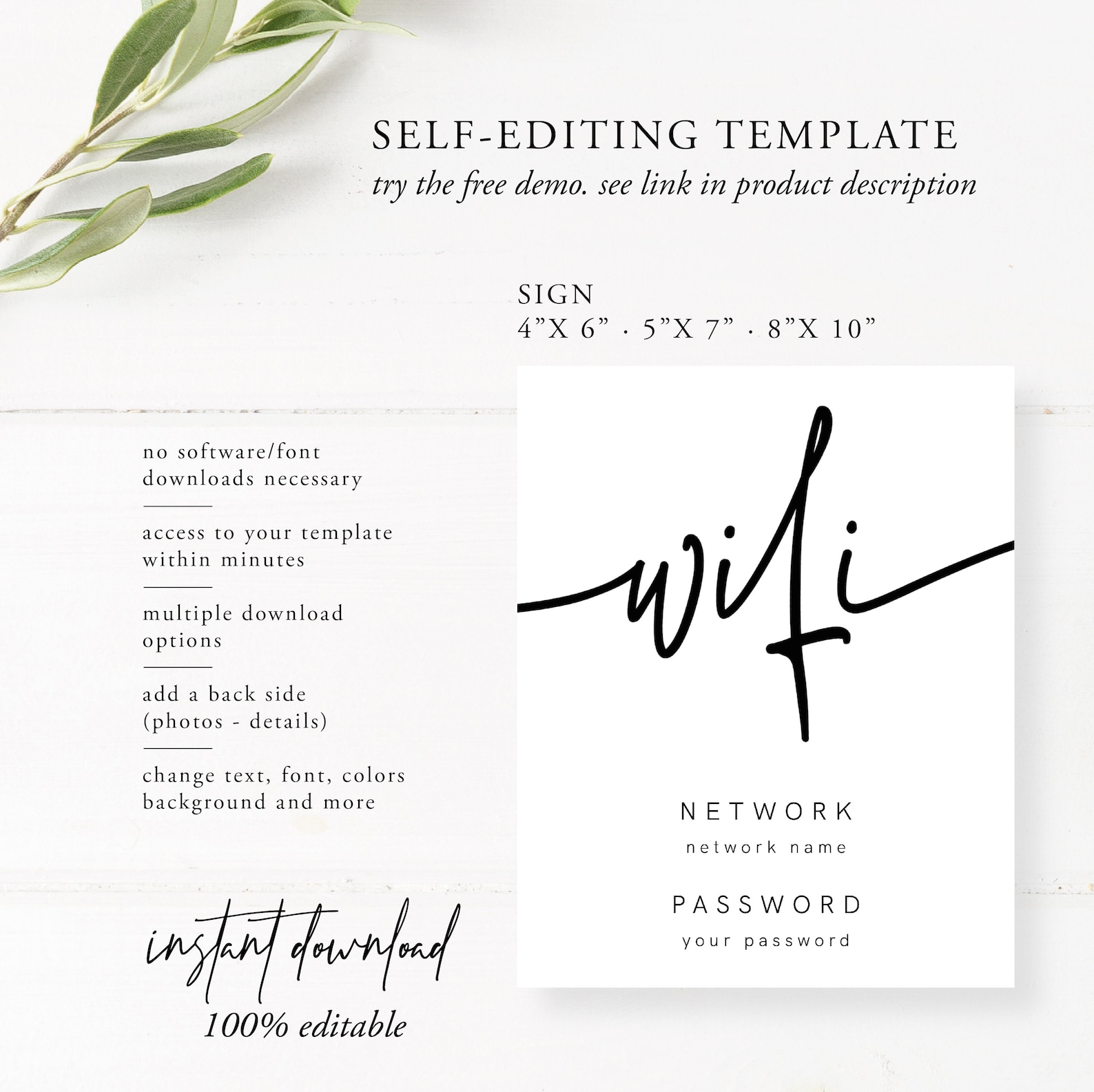 Wifi Password Sign Printable Editable Wifi Sign Template - Etsy UK