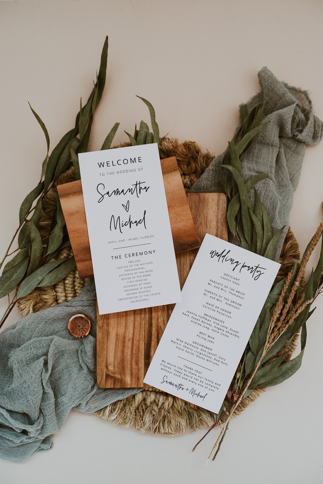 Printable Wedding Program Template, Fully Editable, Customizable ...