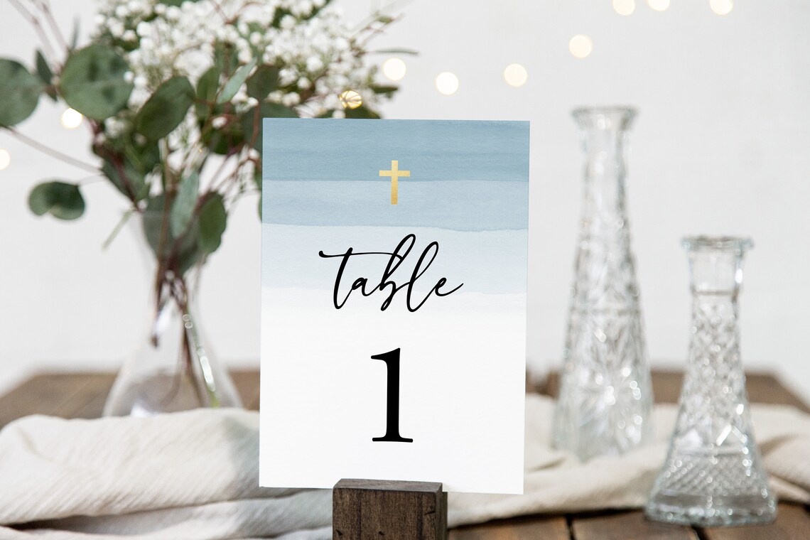 Table Number Template, Baptism Table Numbers, First Communion, Light ...