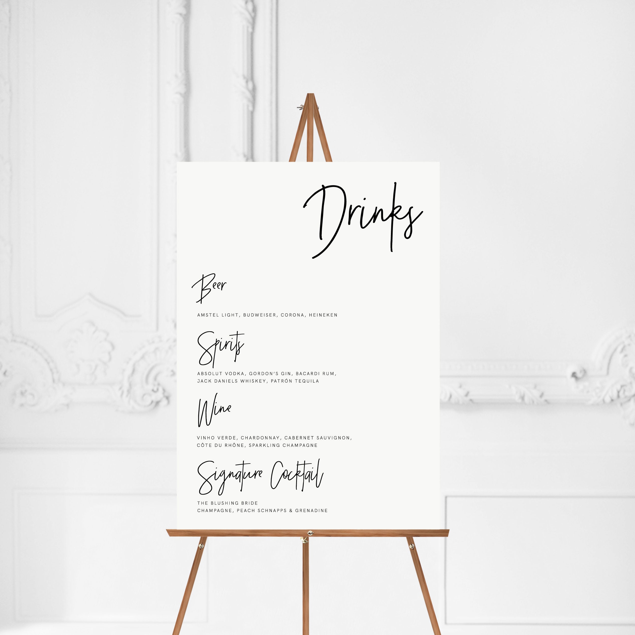 Minimalist Bar Menu Sign Template Modern Wedding Bar Menu - Etsy