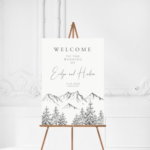 Mountain Welcome Sign, Woodland, Printable Wedding Rustic Pine, Bridal ...