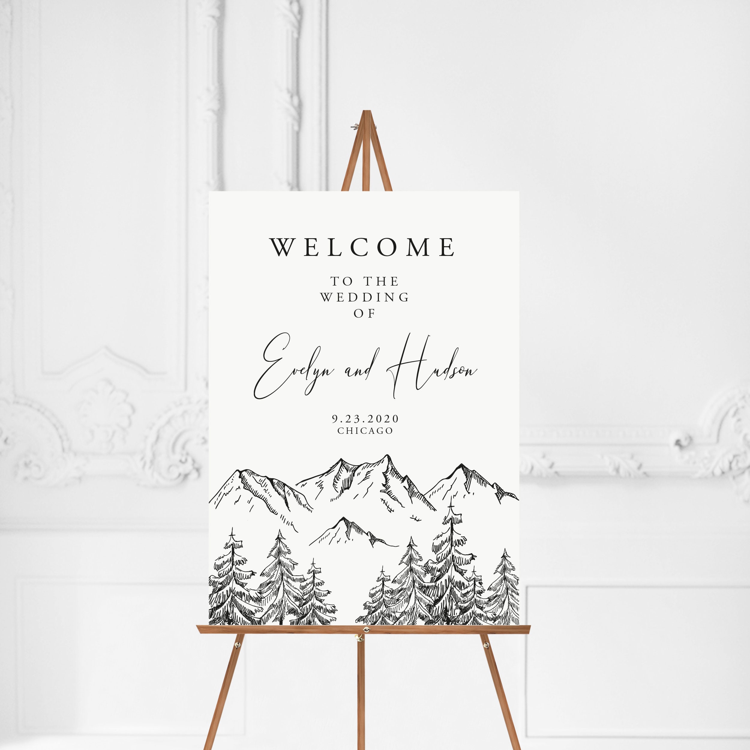 Mountain Welcome Sign Woodland Printable Wedding Rustic - Etsy