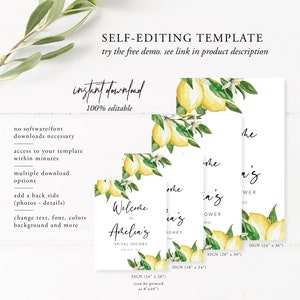 Lemon Welcome Sign, Bridal Shower, Lemon Wedding, Welcome Bridal, Lemon ...