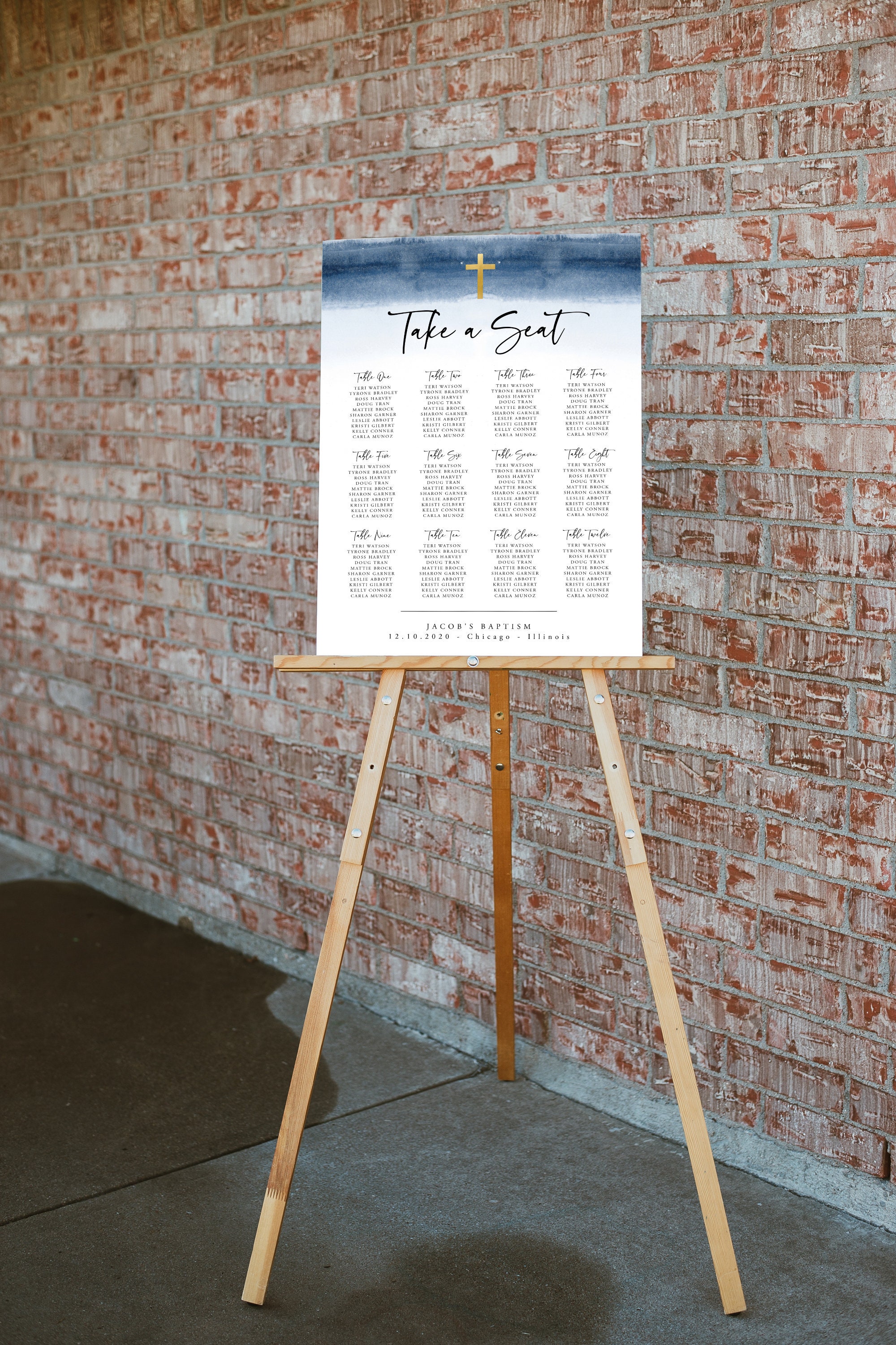 Baptism Seating Chart Poster Blue Baptism Printable Baptism - Etsy