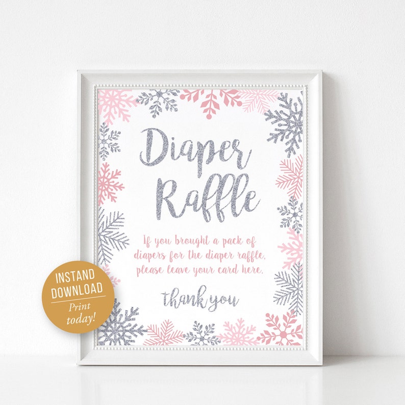 Winter Diaper Raffle Sign Winter Wonderland Baby Shower - Etsy