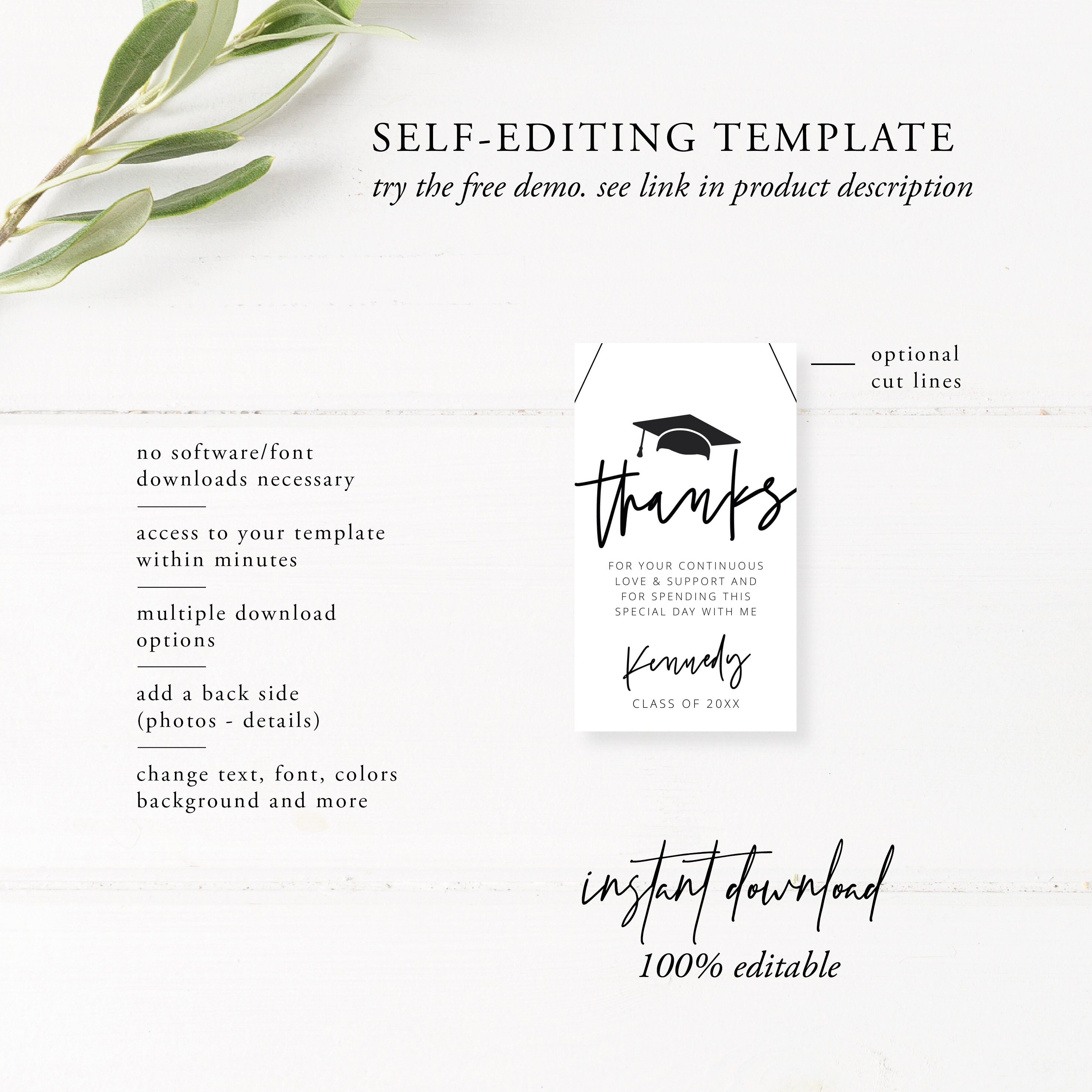 Graduation Favor Tag Graduation Thank You Tag Class of - Etsy