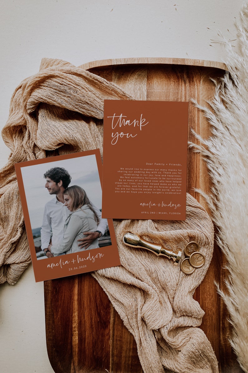 Boho Thank You Card Template Thank You Letter Note Printable | Etsy