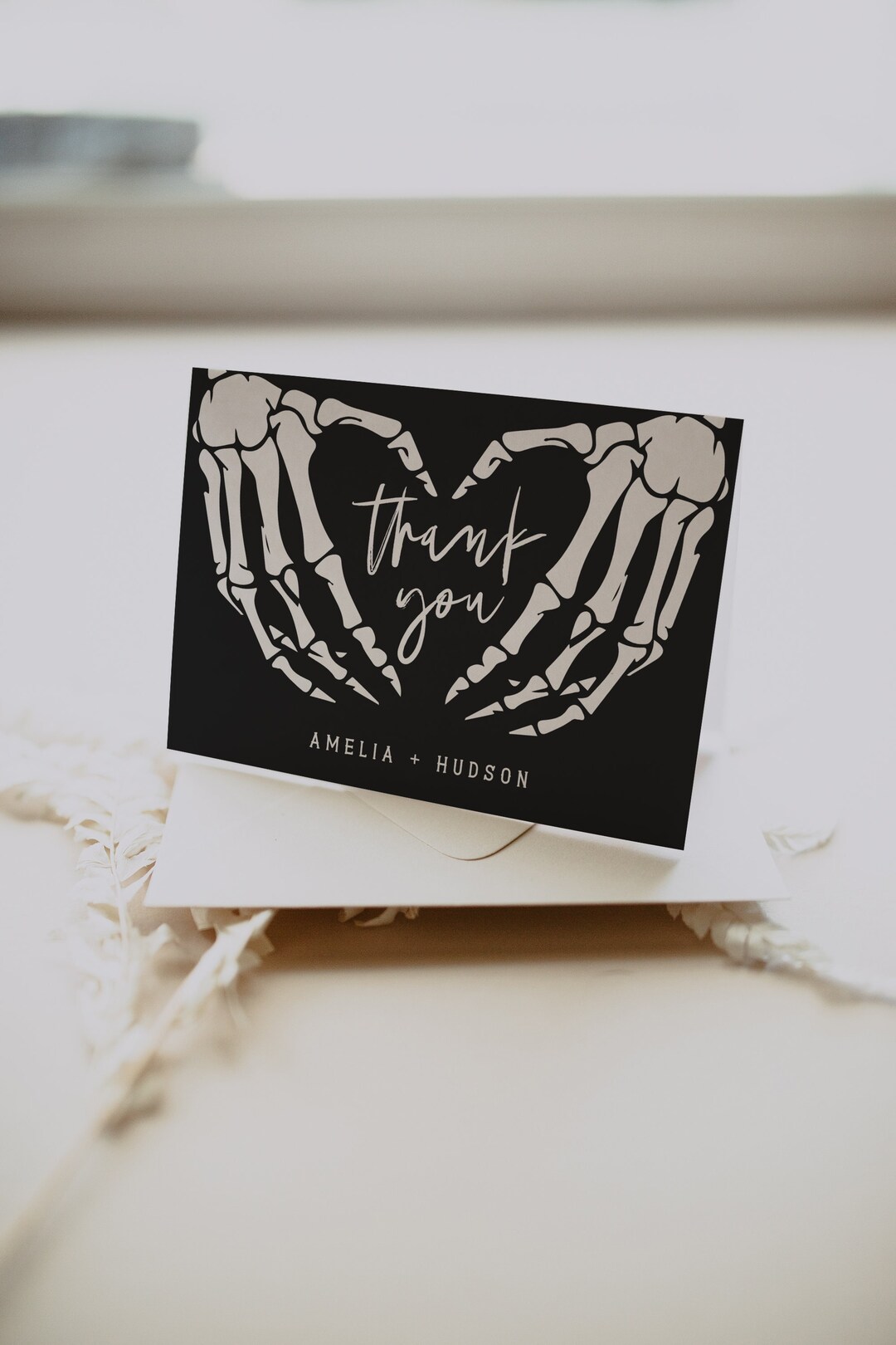 Thank You Card Template, Skeleton Heart Hands Thank You, Til Death ...