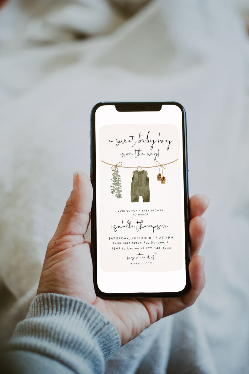 Boy Baby Shower Text Message Invitation Template Electronic - Etsy
