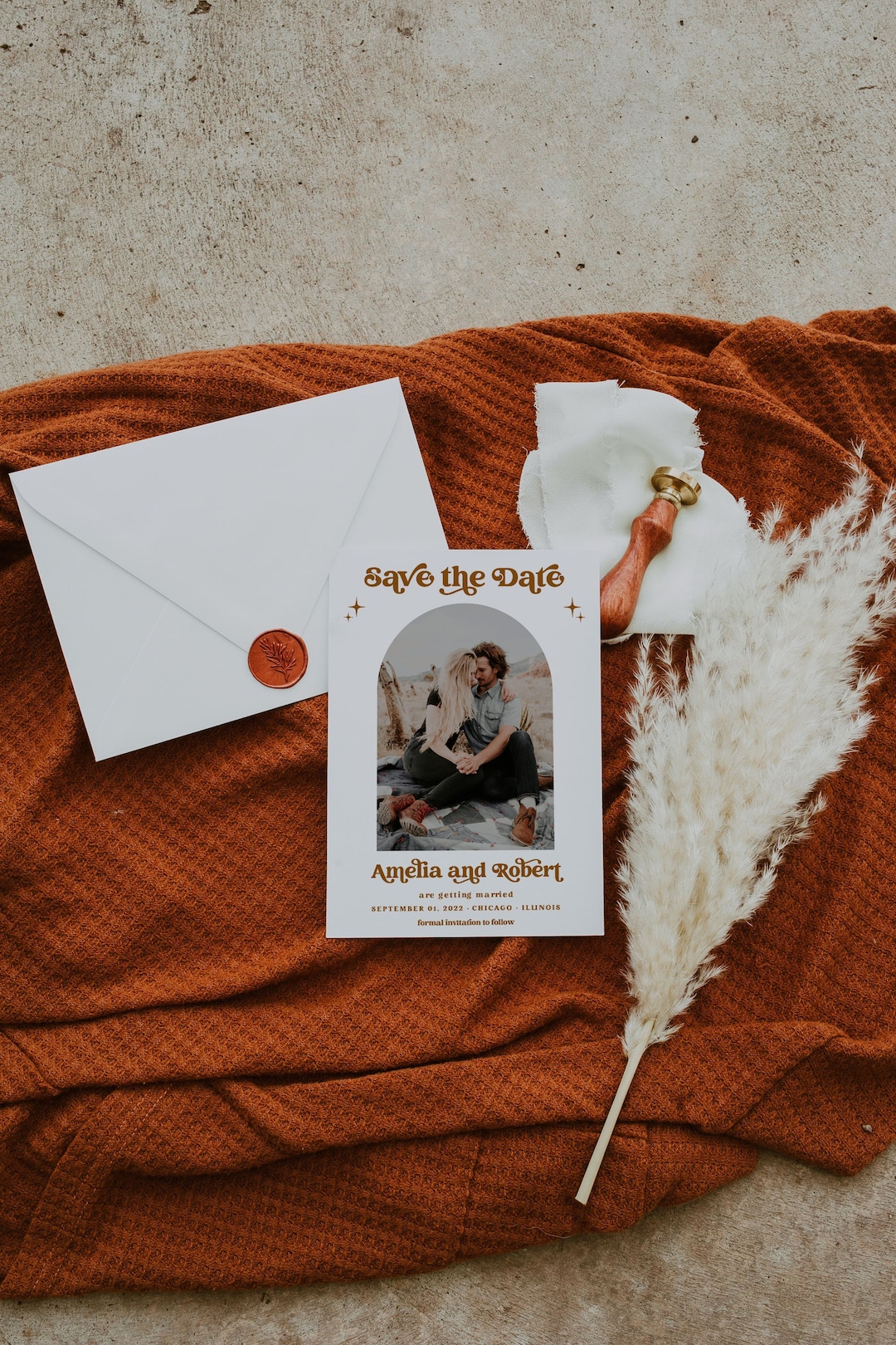 Retro Save the Date Template, Retro Copper, Wedding Date Printable ...