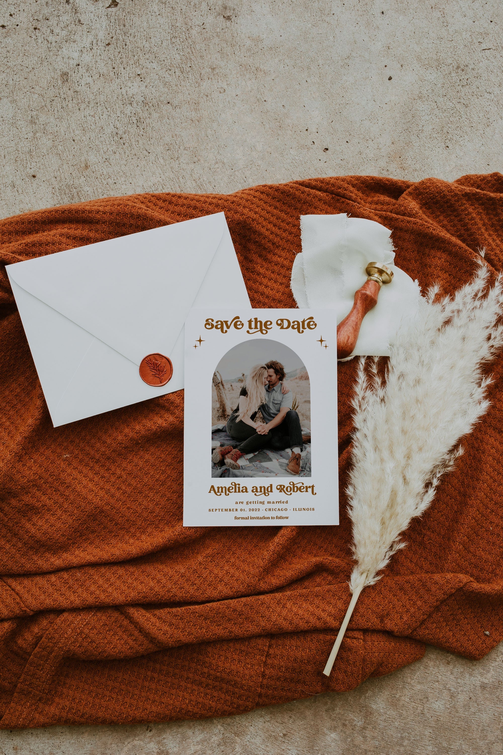 Retro Save the Date Template Retro Copper Wedding Date - Etsy