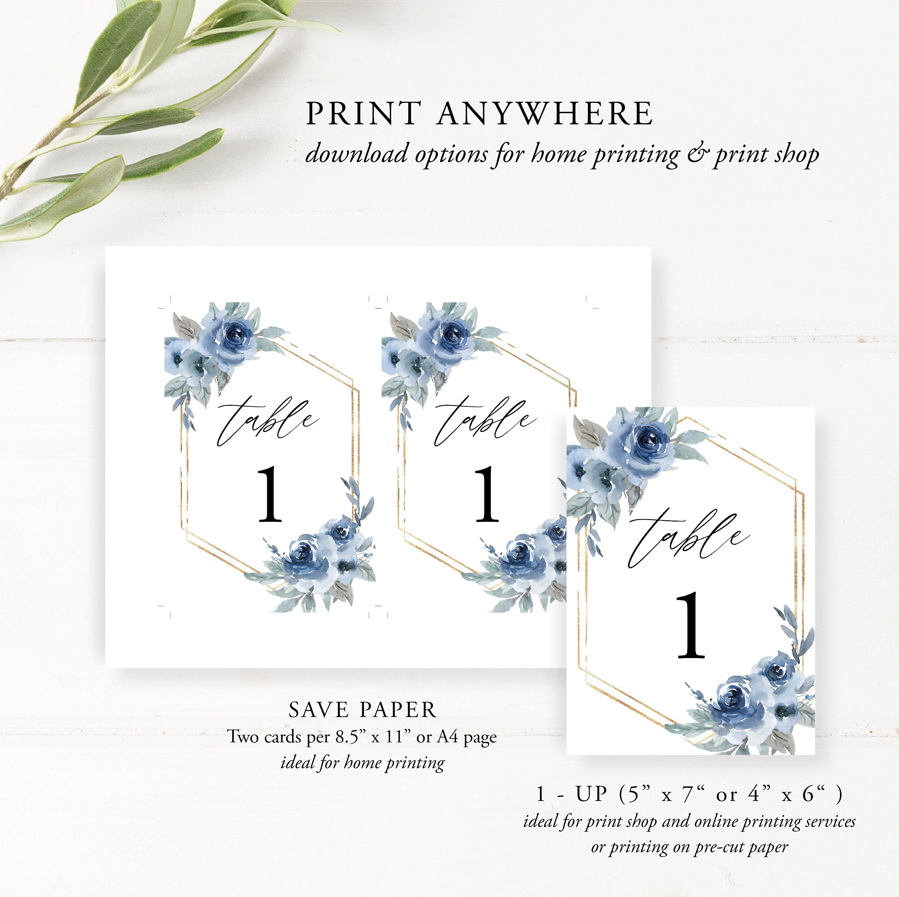 Dusty Blue Table Number Card Template, Dusty Blue Wedding Table Number ...