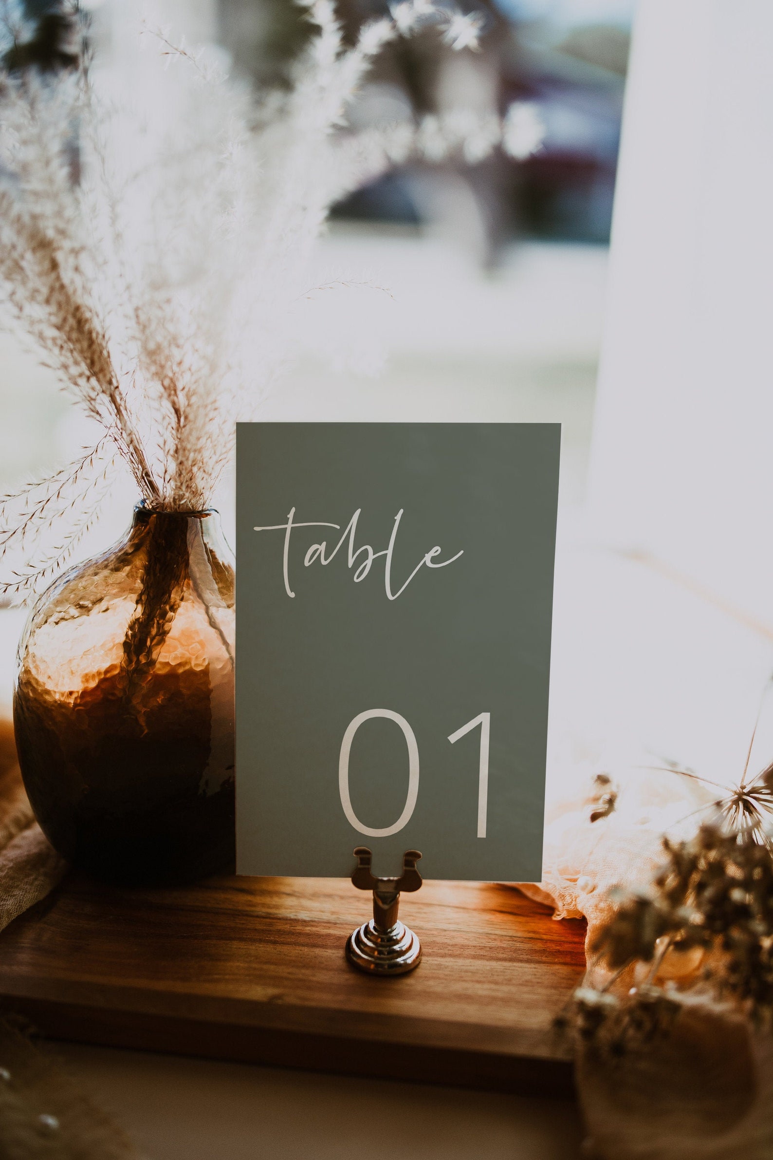 Boho Table Number Card Template, Sage Green Wedding, Wedding Table ...