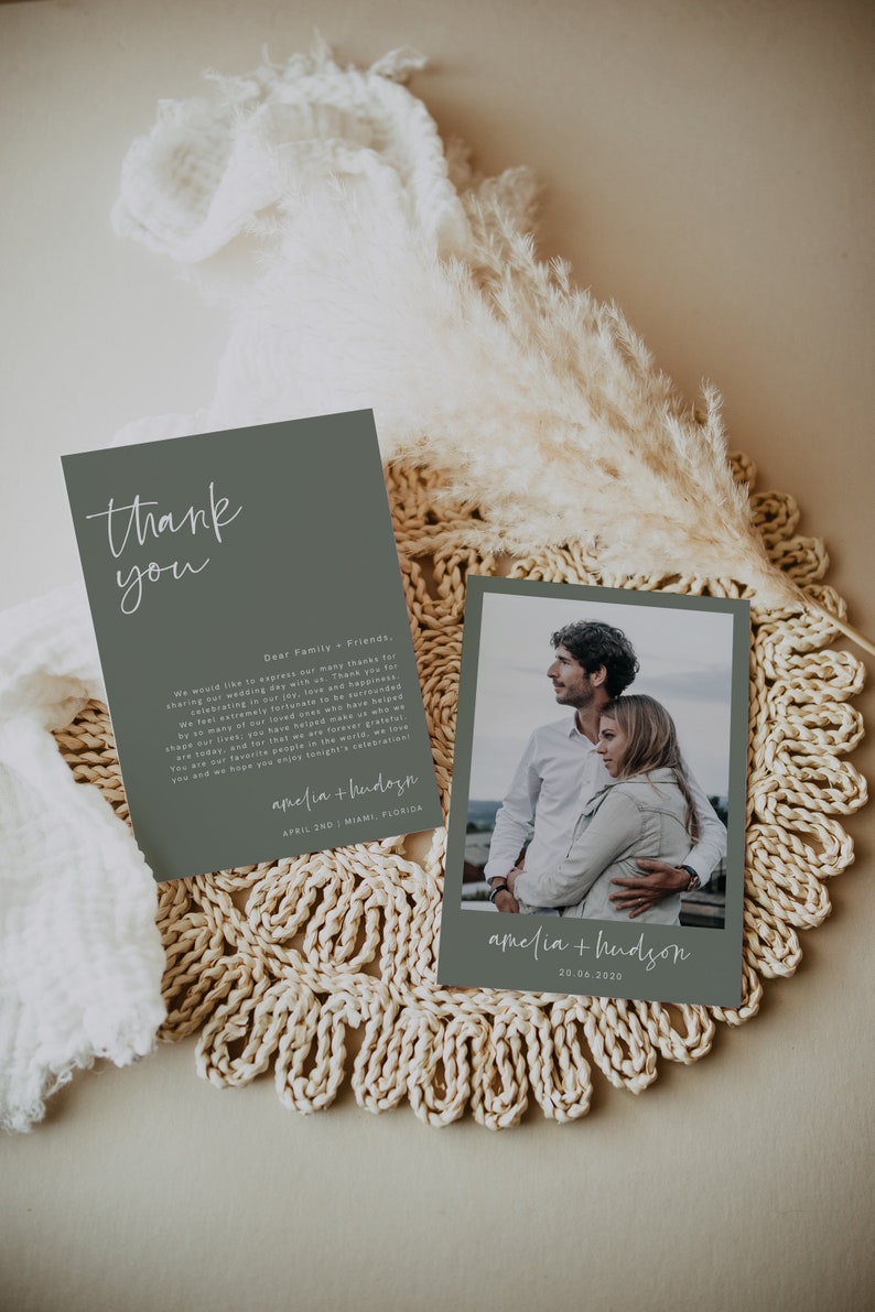 Boho Thank You Card Template, Thank You Letter Note, Printable Wedding ...