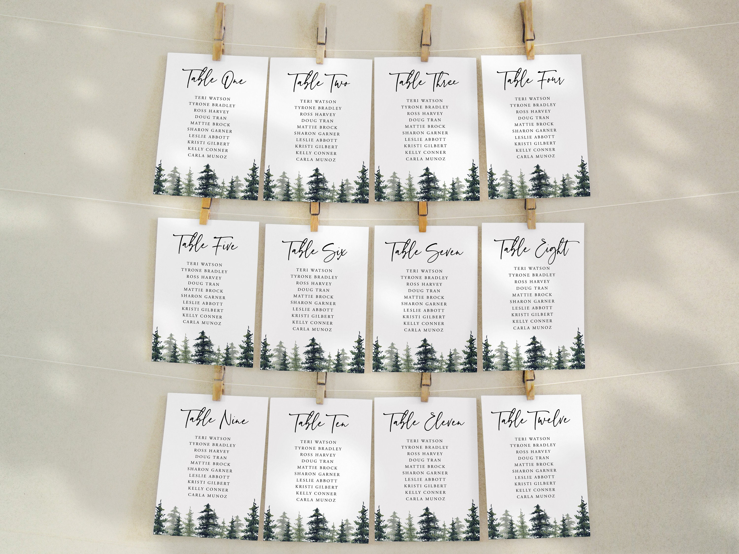 Pine Wedding Seating Chart Card Mountain Wedding Seating - Etsy