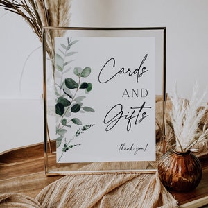 Greenery Cards and Gifts Sign Printable, Botanical Wedding Sign, Baby ...