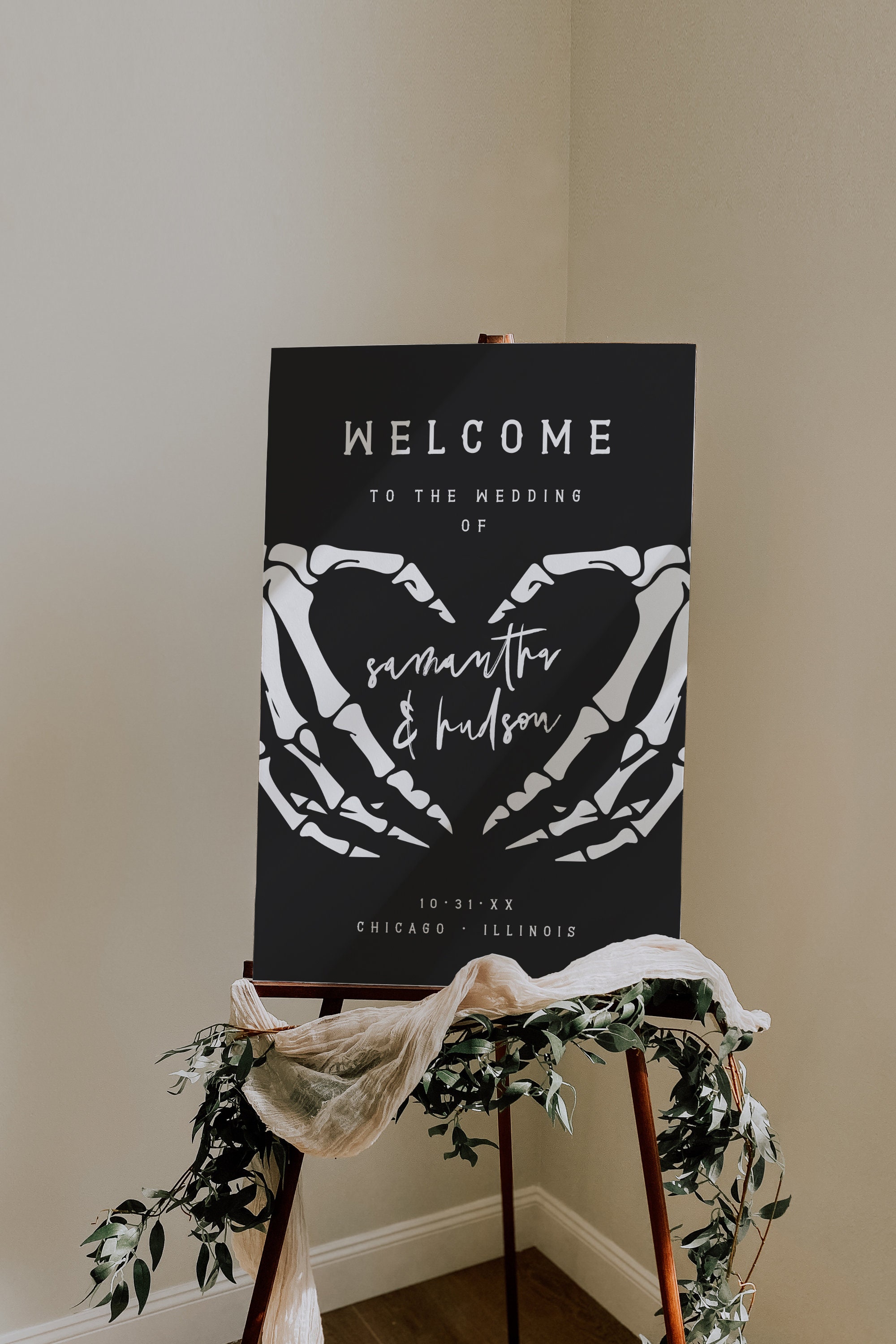 Skull Wedding Welcome Sign Template Gothic Wedding Welcome - Etsy
