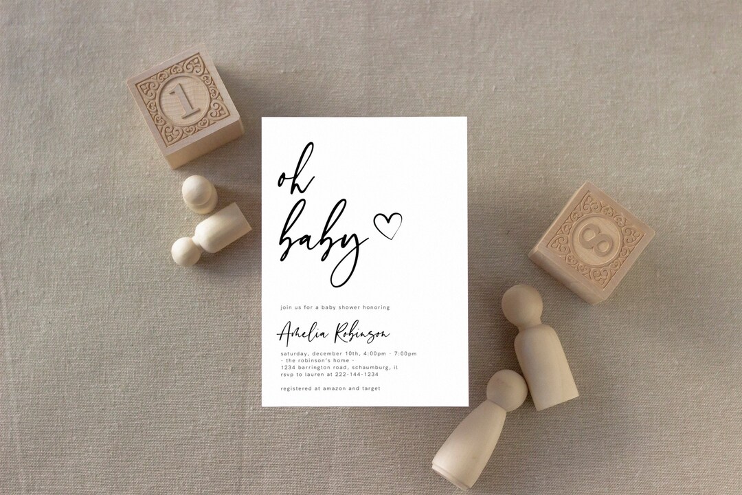 Modern Baby Shower Invitation, Minimalist Baby Shower Invitation ...