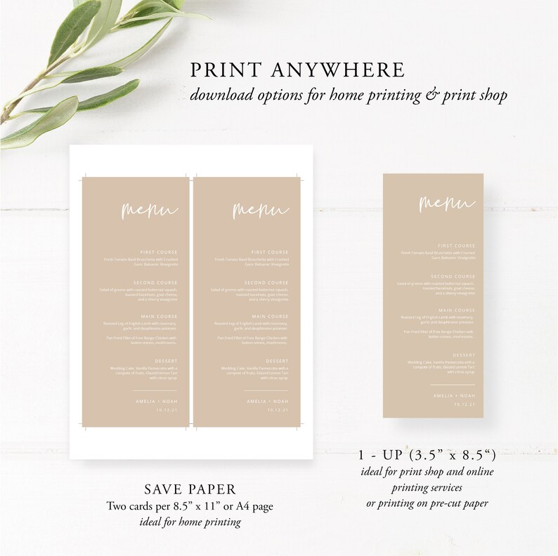 Boho Wedding Menu Boho Wedding Menu Beige Earth Tone Cream | Etsy