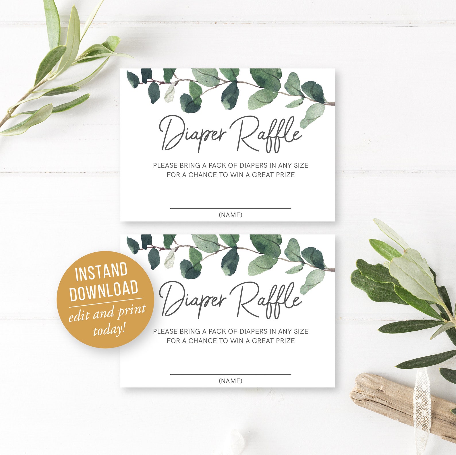 Diaper Raffle Greenery Baby Shower Invitation Eucalyptus Baby | Etsy