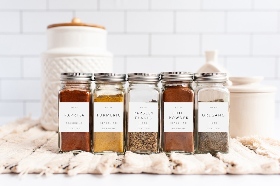Spice Jar Labels Template, Modern Minimalist Spice Jar Label, Spice Jar ...