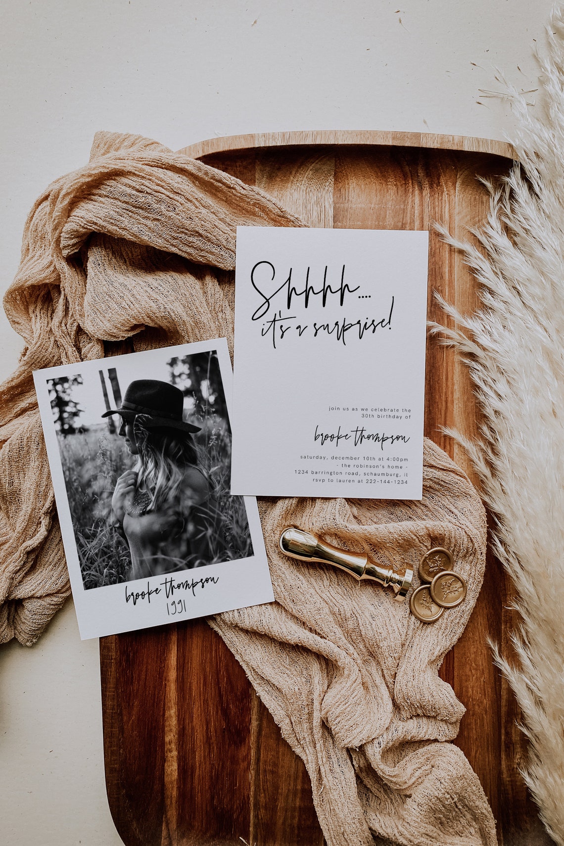 Shhh Surprise Party Invitation Template Modern Birthday - Etsy