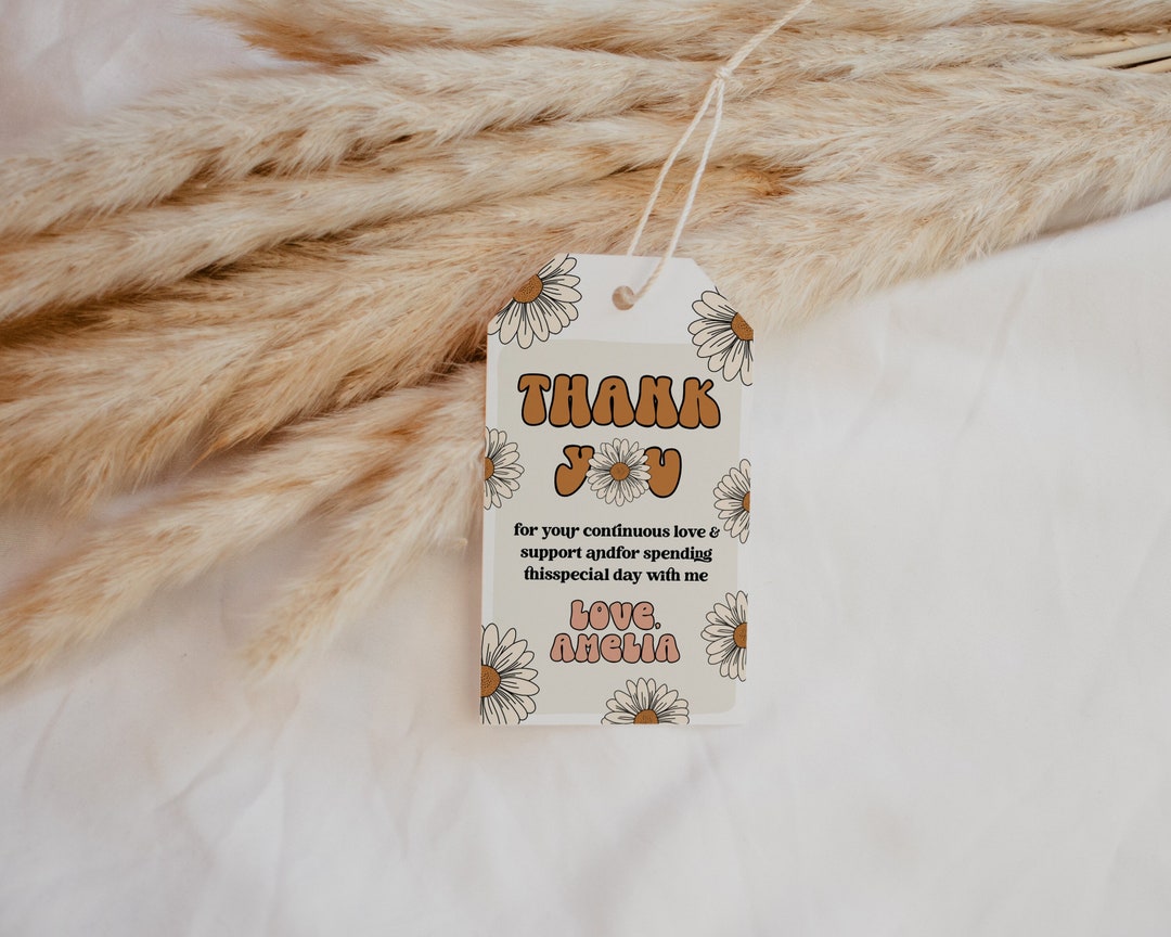 Groovy Favor Tag, Groovy Thank You Tag, Retro, 70's Baby, Daisy Baby ...
