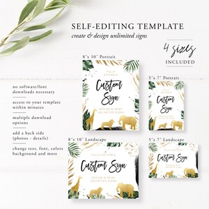 Safari Custom Sign Template, Safari Baby Shower, Table Sign, Create Any ...