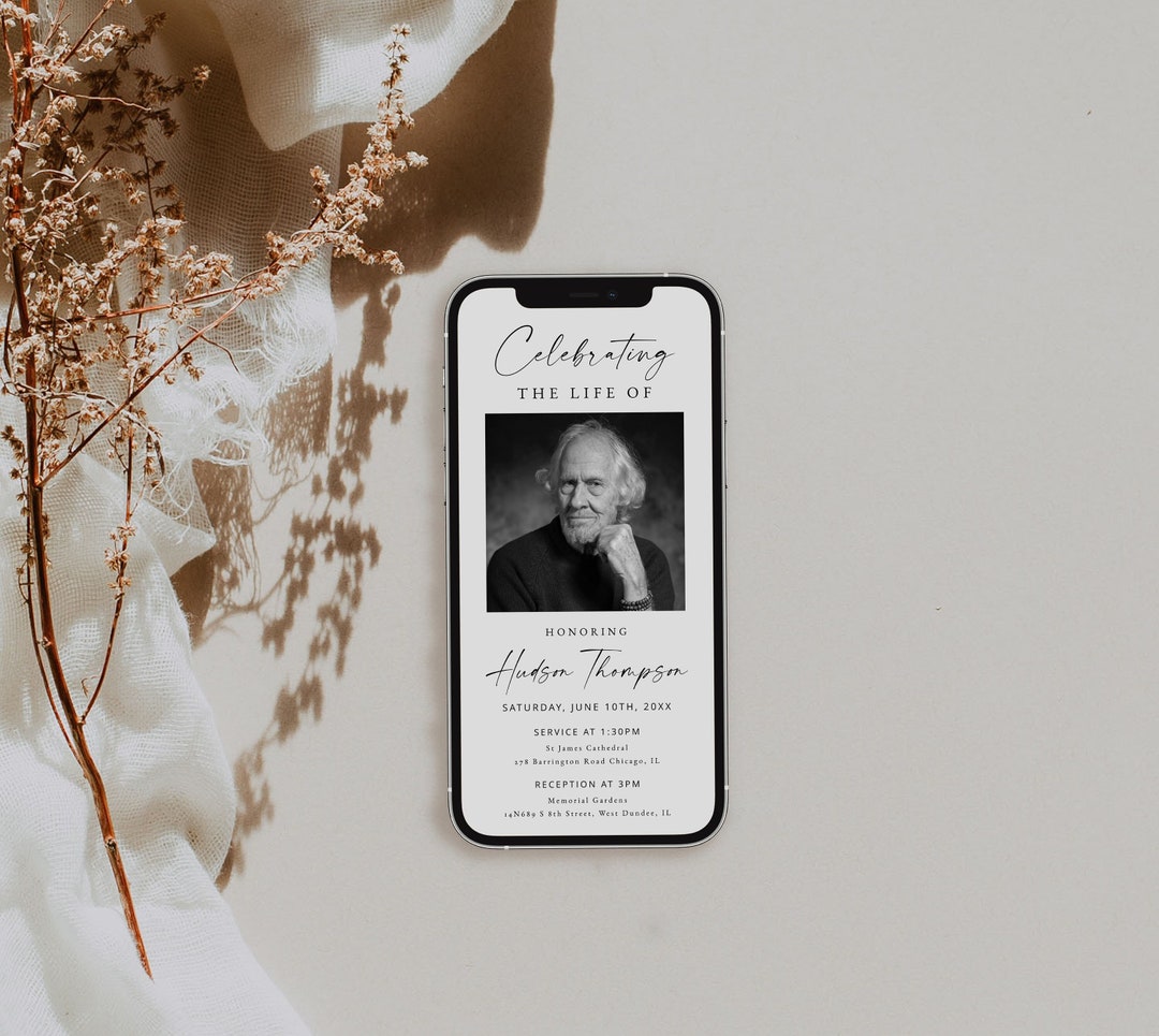 Funeral Electronic Invitation With Photo, in Loving Memory Evite ...