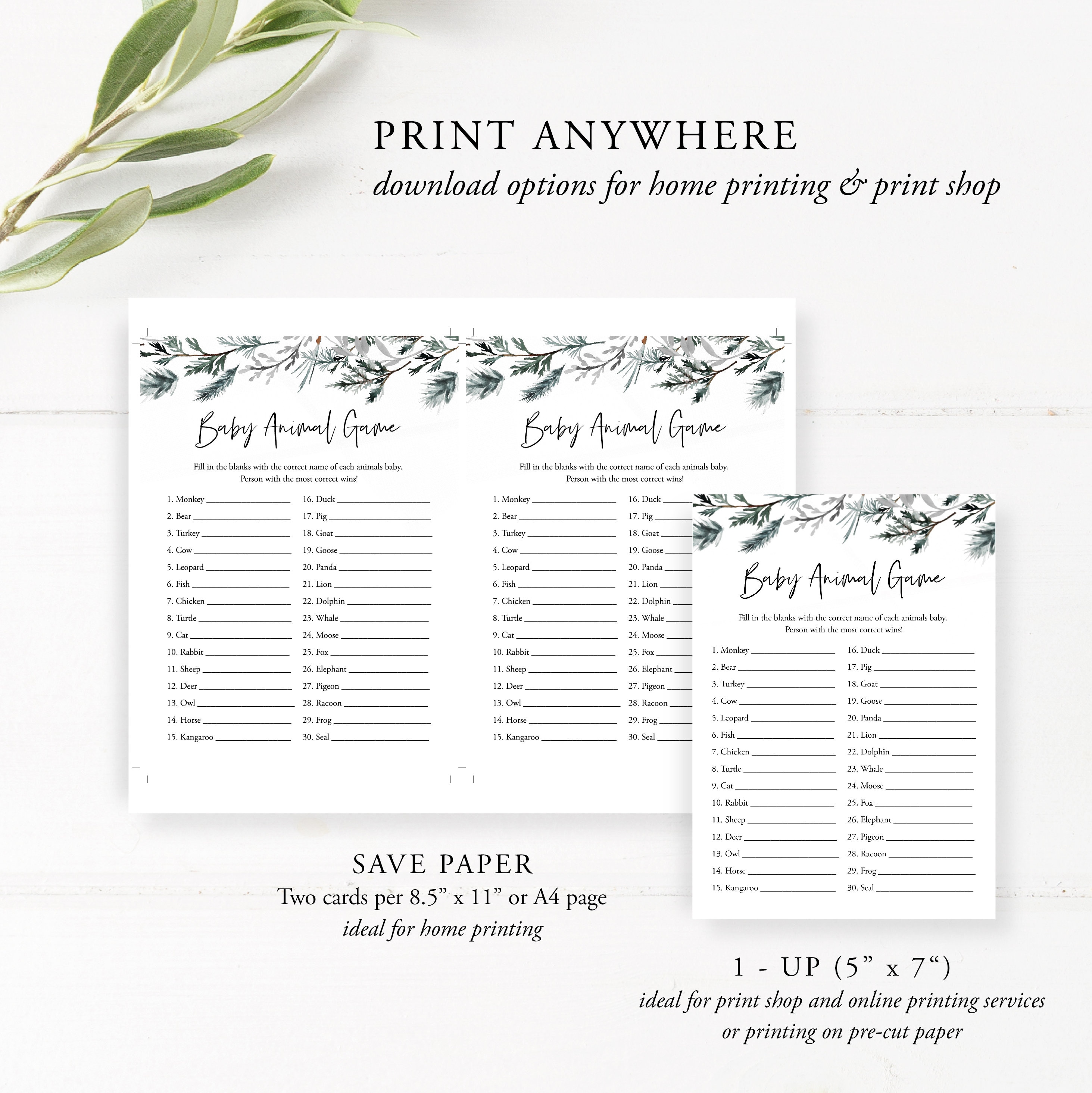 Baby Animal Game Winter Baby Shower Game Animal Game Winter - Etsy