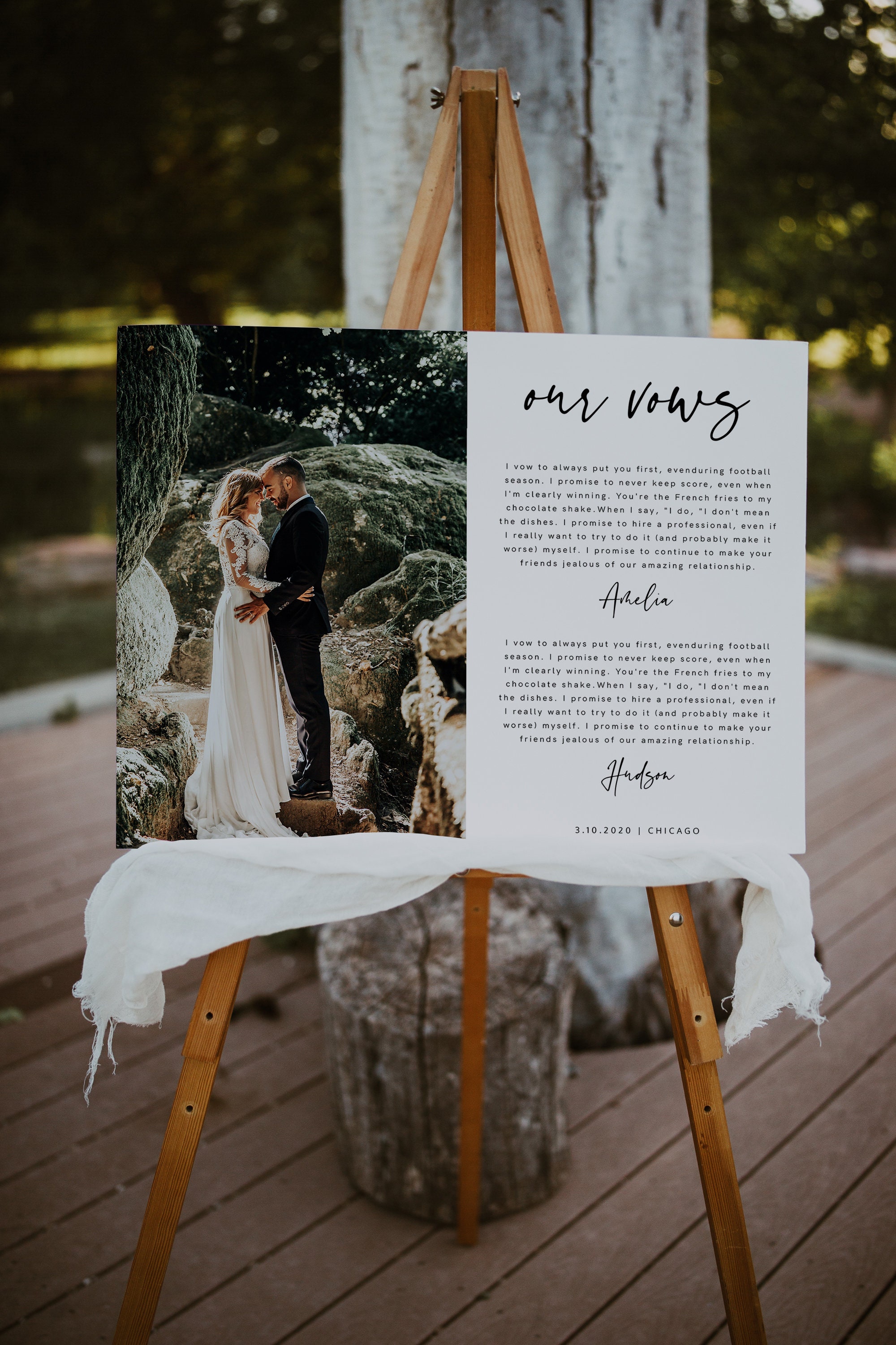 Wedding Vows With Photo Wedding Vows Print Groom Gift From - Etsy
