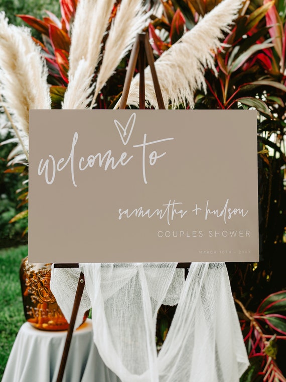 Modern Couples Shower Welcome Sign Template Minimalist - Etsy