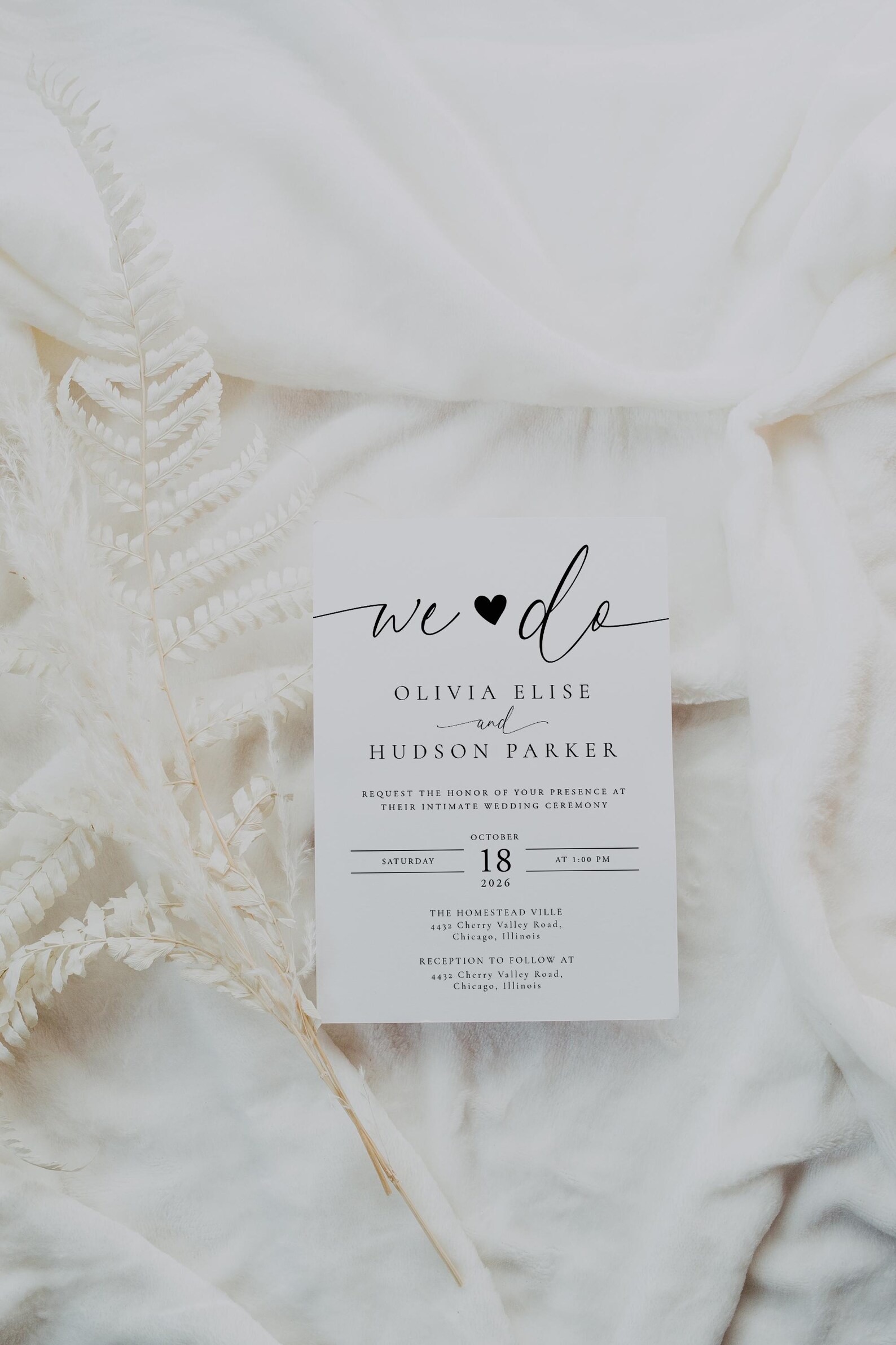 Intimate Wedding Invitation, Modern Minimalist, Small Micro Wedding ...