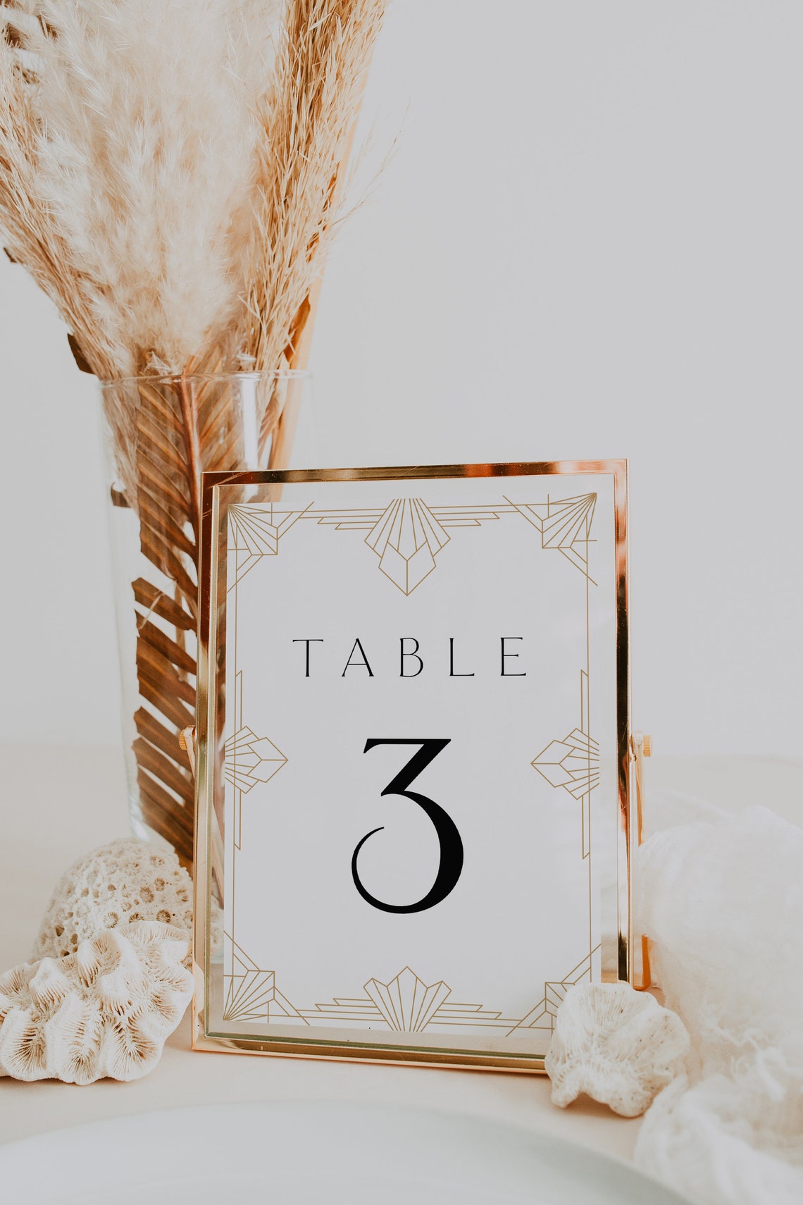 Art Deco Table Number Card Template Gold Art Deco Wedding - Etsy